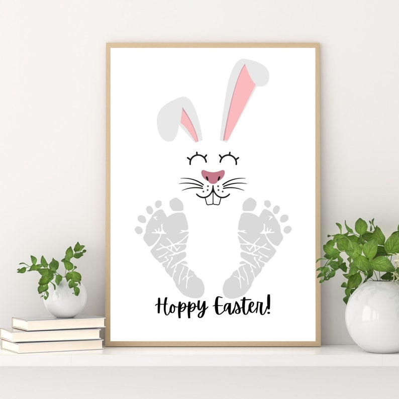 Bunny Footprint Easter Art Project, Easter Footprint Craft, Hoppy ...