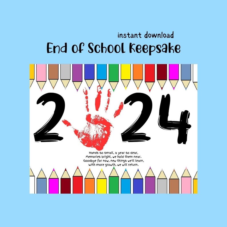 End of School Handprint Keepsake,2024 Kinder Handprint,2024 School ...