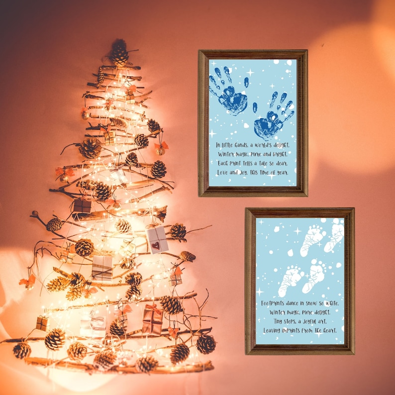 Christmas Handprint Footprint Art, Gift for Grandma and Grandpa ...