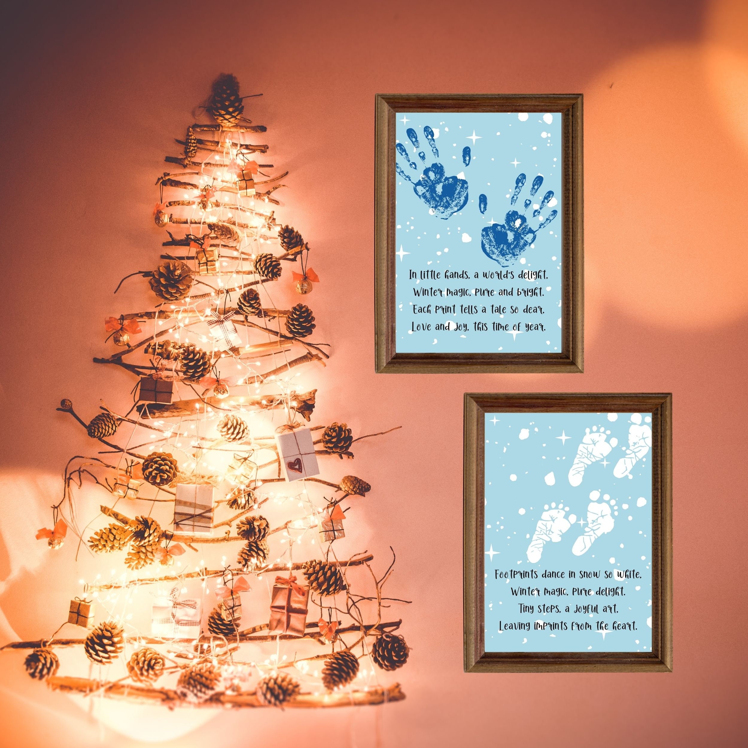 Christmas Handprint Footprint Art, Gift for Grandma and Grandpa ...
