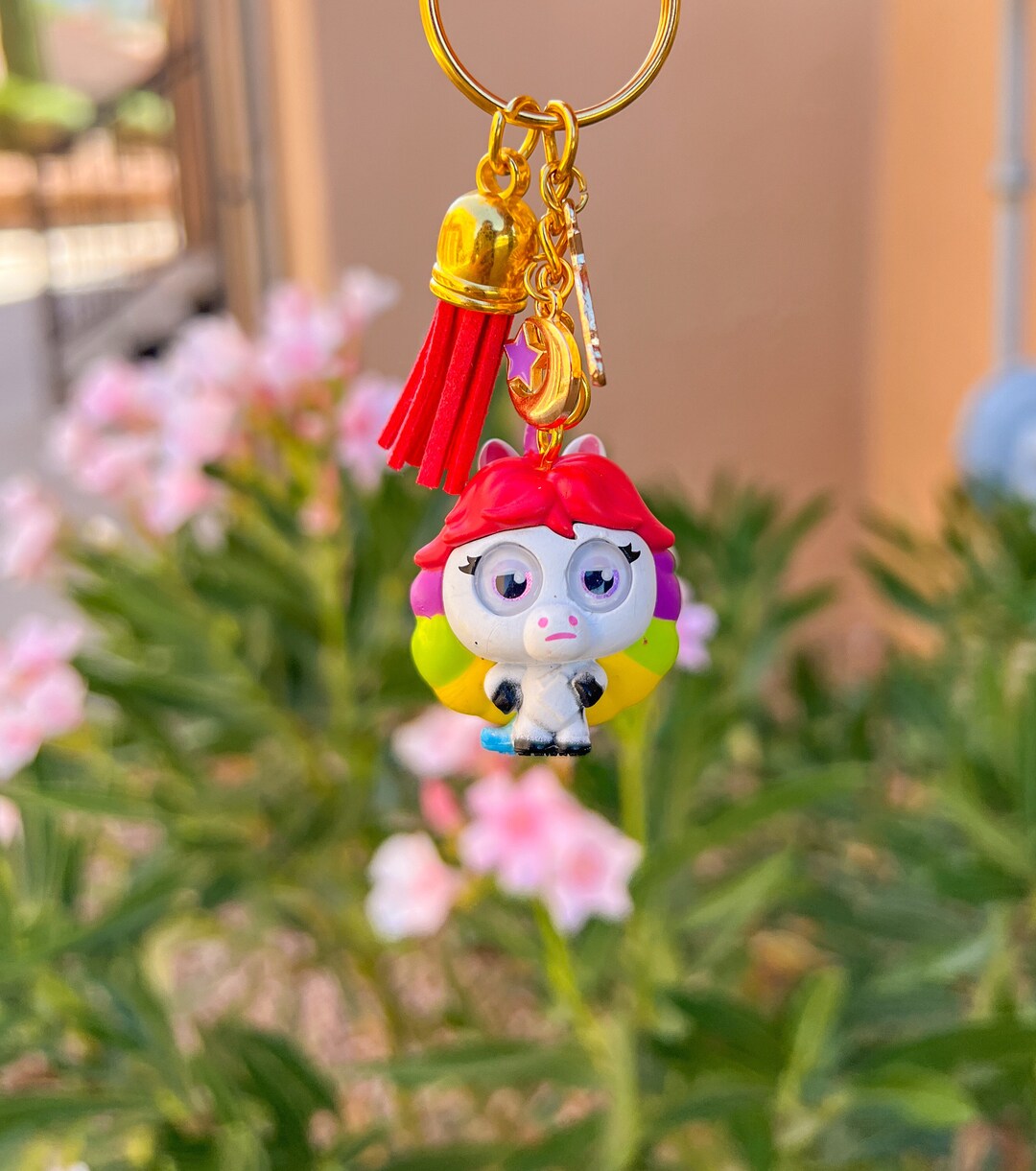 Rainbow Unicorn Keychain With Charms - Etsy