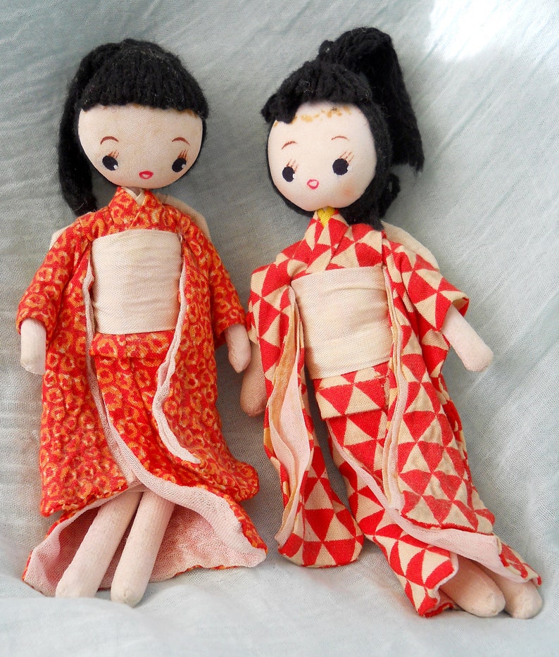Vintage Cotton Dolls From 1940's Japan. Cotton Body With Cotton and ...