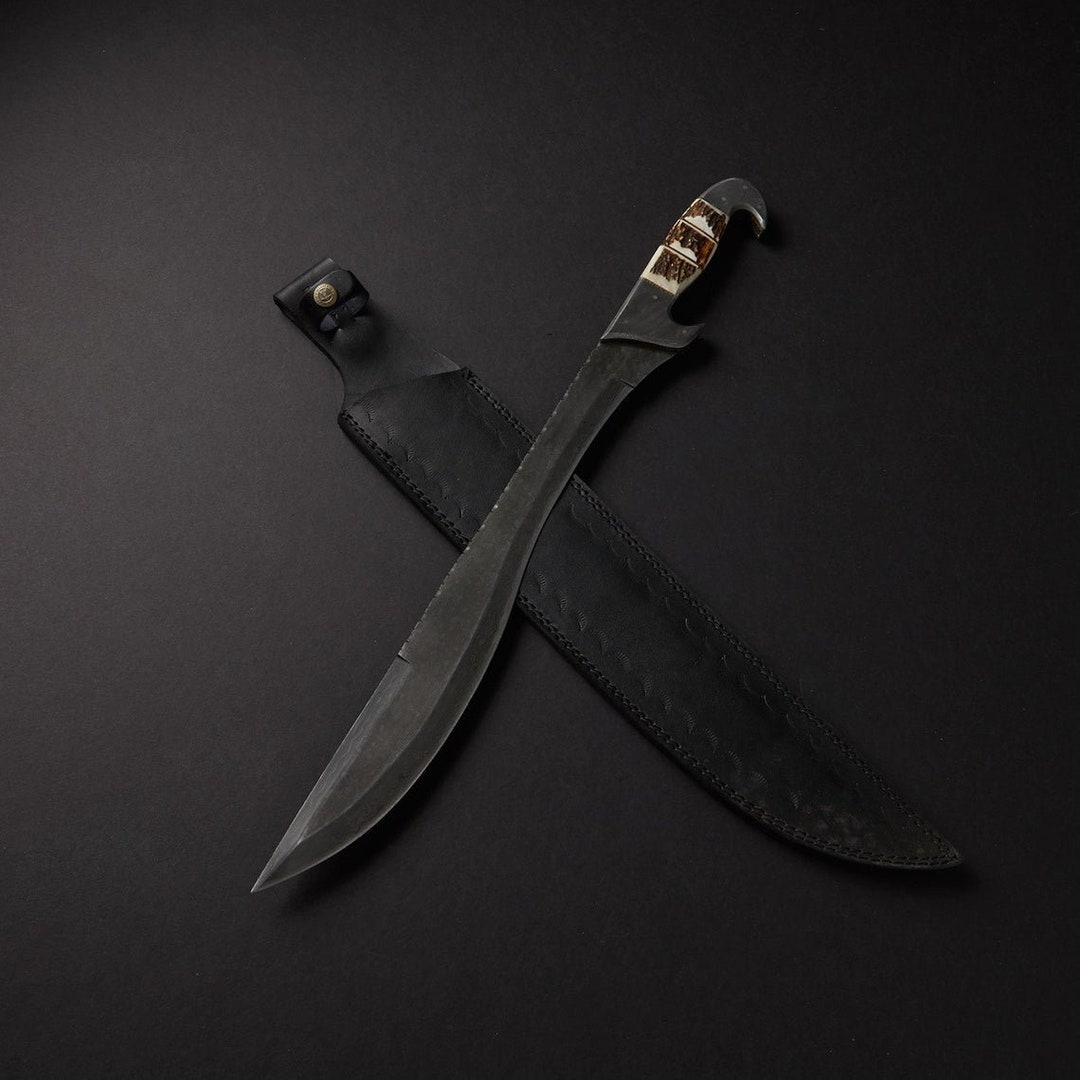 Hand Made Damascus Falcata Bowie , Hand Made Damascus Falcata Sword - Etsy