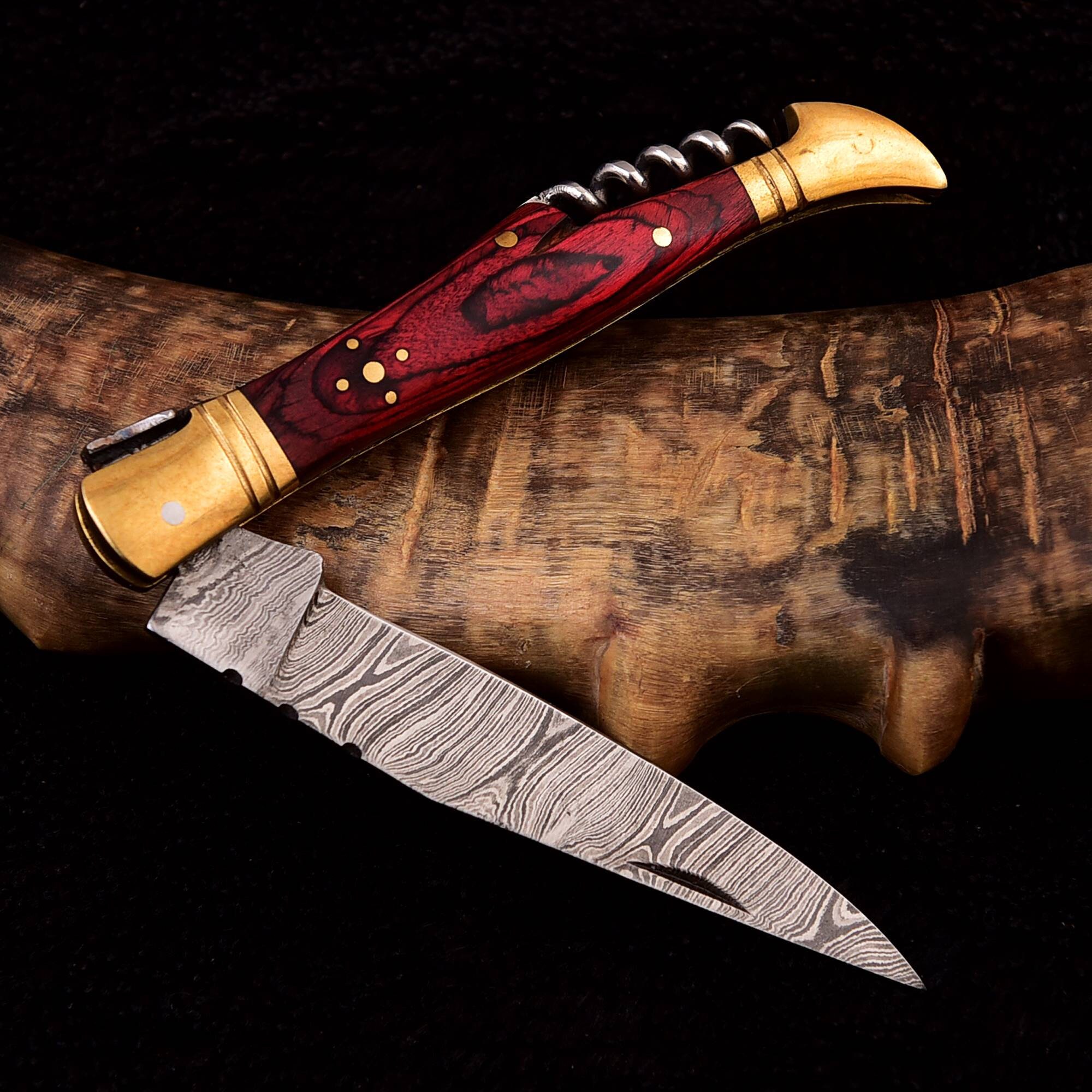 Damascus Folding Knife , Damascus Pocket Knife , Corkscrew Pocket Knife ...