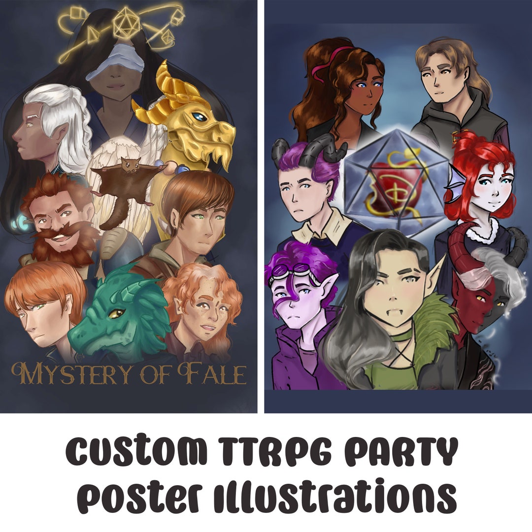 TTRPG or Dnd Group Poster Illustrations - Etsy