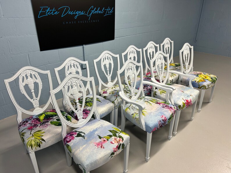 Exclusive Set 10 Elite Art Deco Designers Guild Dining Chairs Finished ...
