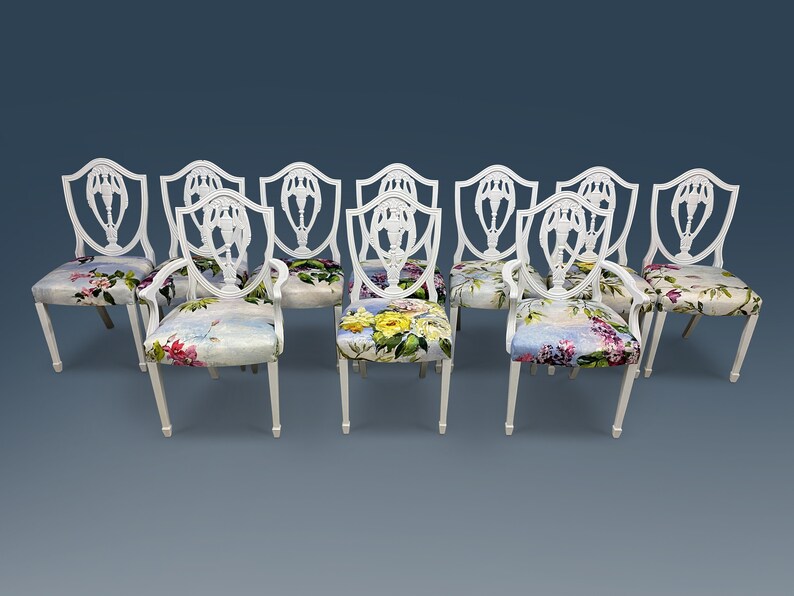 Exclusive Set 10 Elite Art Deco Designers Guild Dining Chairs Finished ...