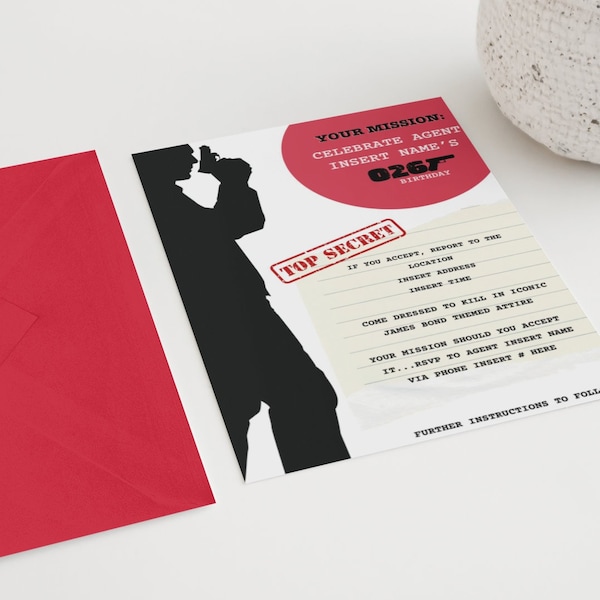 James Bond Invitation Editable - Etsy