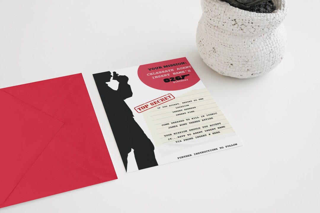 007 James Bond Editable Personalized Invite Printable - Etsy