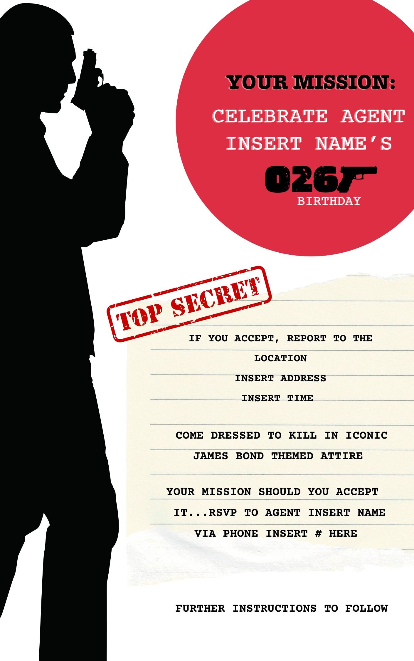 007 James Bond Editable Personalized Invite Printable - Etsy