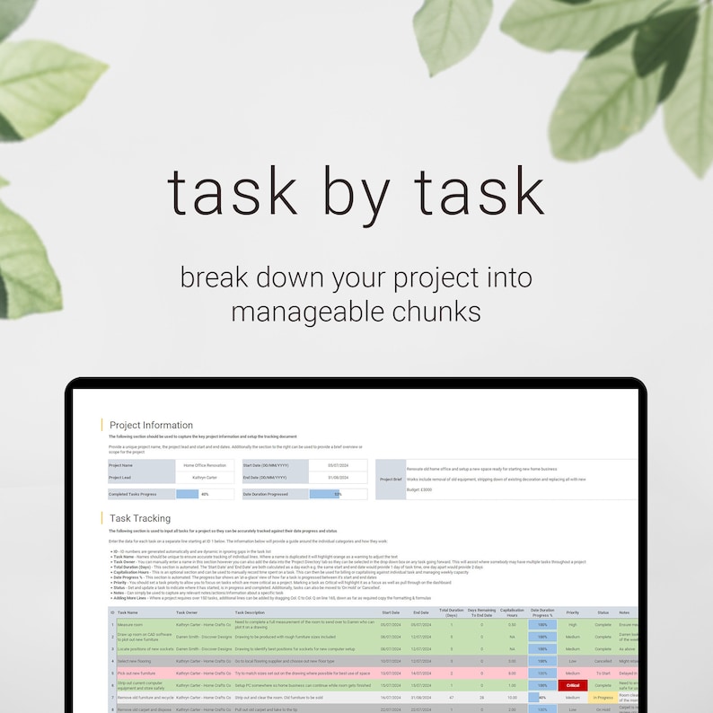 Excel Project Tracker Template | Gantt Chart, Task & Deadline Manager ...