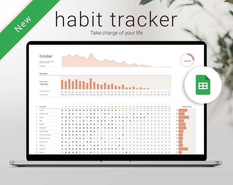 Habit Tracker Google Sheets Template Spreadsheet: Daily - Etsy