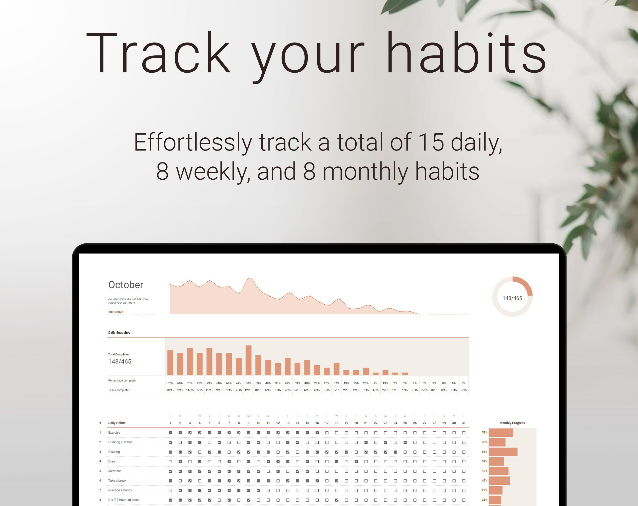 Habit Tracker Google Sheets Template Spreadsheet: Daily - Etsy