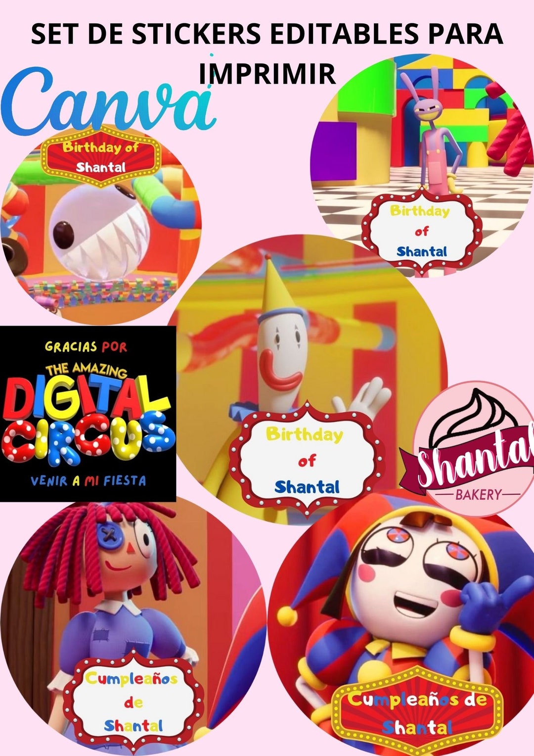 Set of Digital Circus Stickers With All the Characters. Editable - Etsy