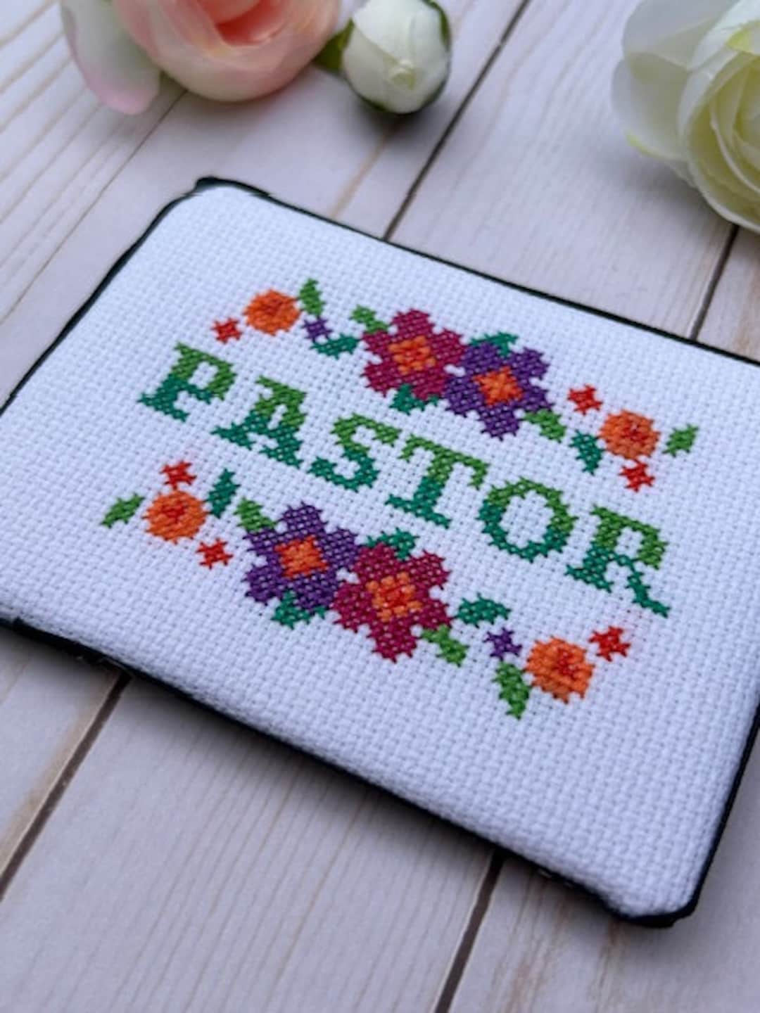 Pastor Cross Stitch Pattern, Clergy Cross Stitch Pattern, Flower Cross Stitch, Purple Cross ...
