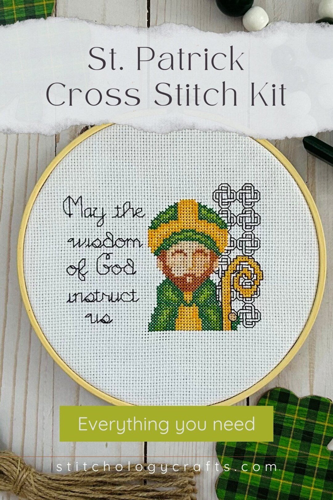 Saint Patrick Cross Stitch Kit, Christian Cross Stitch Kit, St. Patrick ...