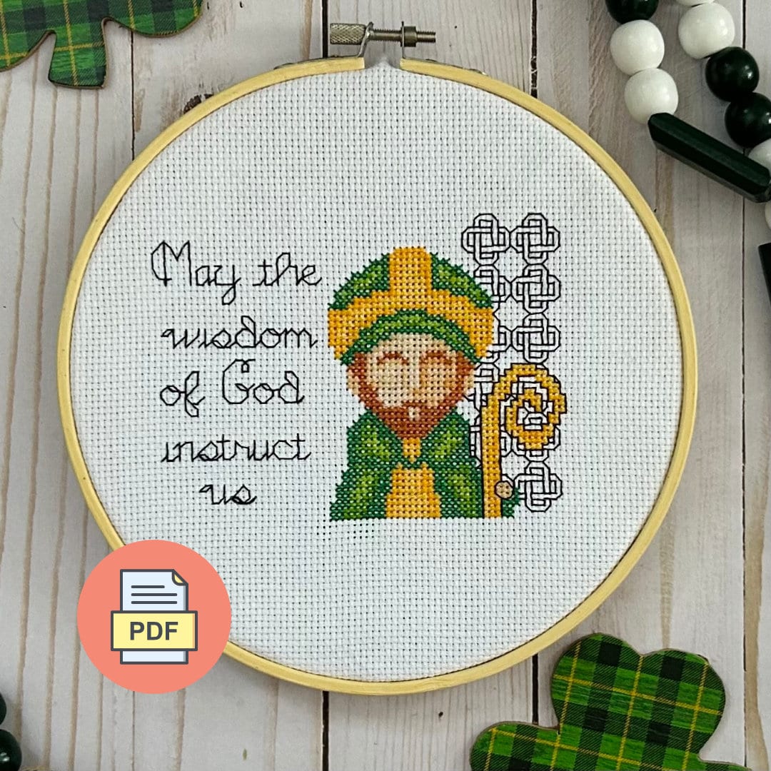 St Patrick's Day Cross Stitch Pattern, St Patrick Icon Pattern, Saint ...