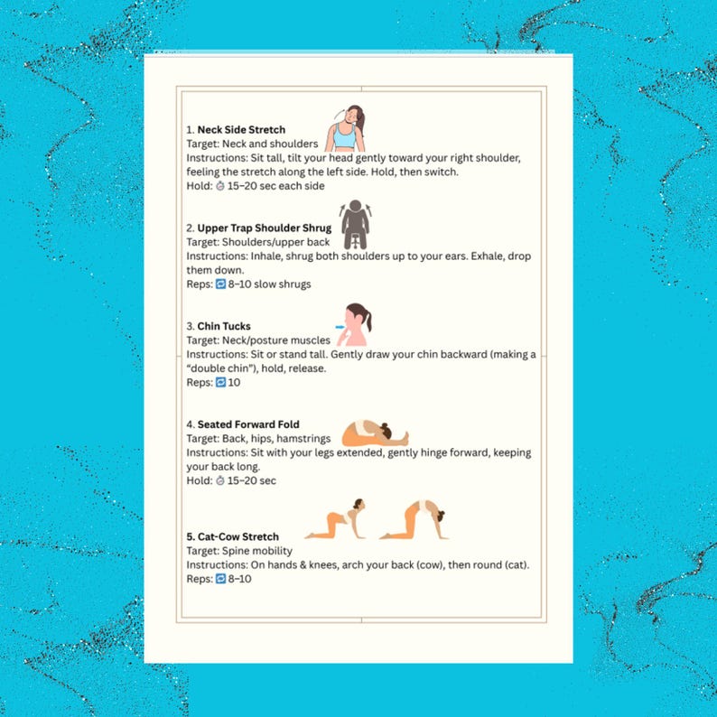 Printable Gentle Stretch Guide: Pain Relief, Flexibility, Planner (PDF ...