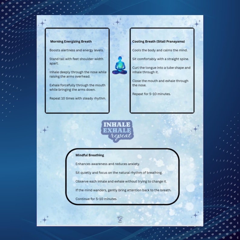 Printable Breathing Exercises: Mindfulness & Stress Relief (PDF) - Etsy