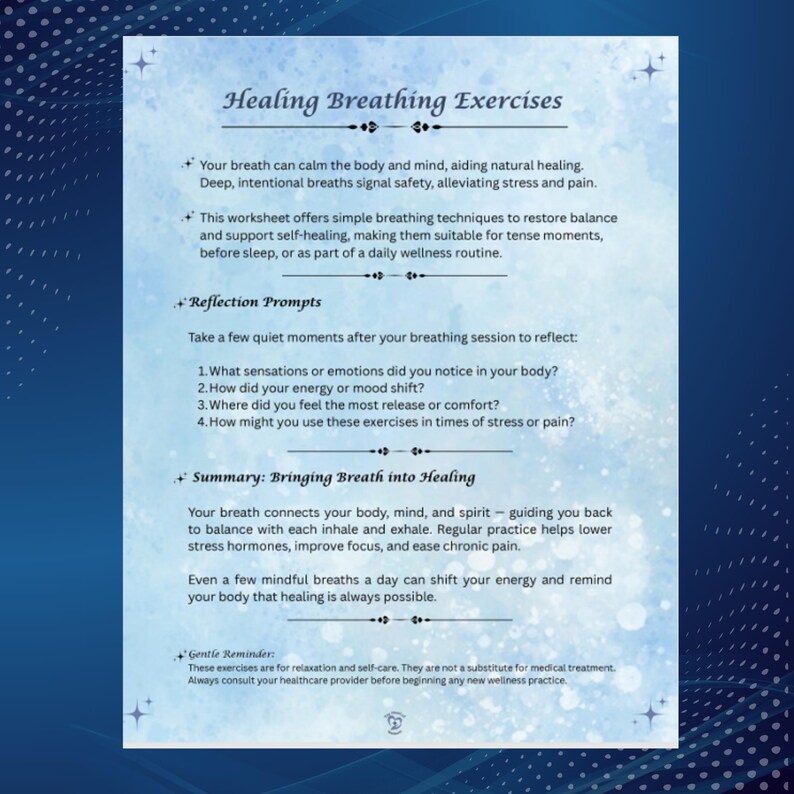Printable Breathing Exercises: Mindfulness & Stress Relief (PDF) - Etsy