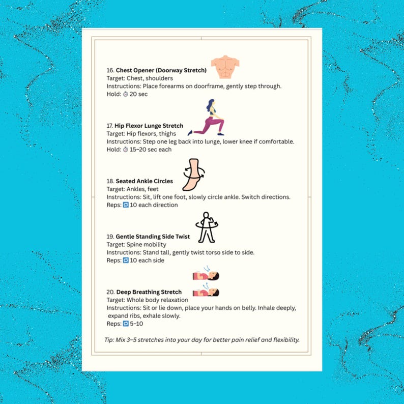 Printable Gentle Stretch Guide: Pain Relief, Flexibility, Planner (PDF ...