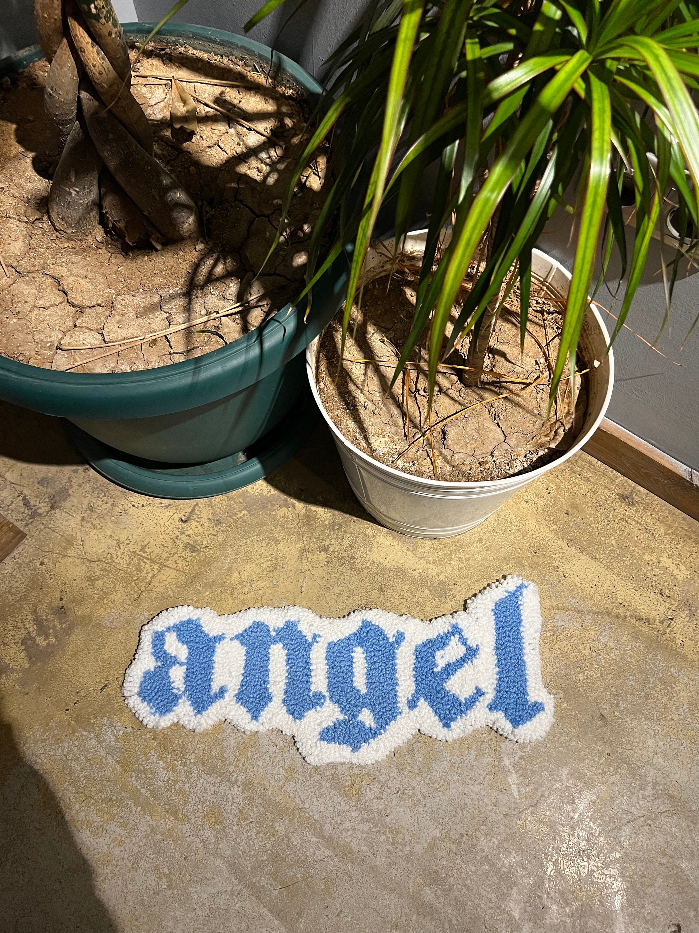 Angel Blue and White Text Custom Rug, Small Decorative Soft Rug ...