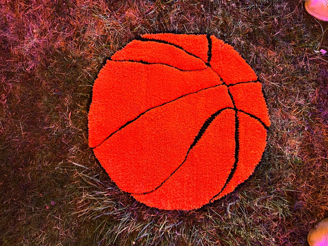 Orange Basketball Ball Tufted Rug, NBA Lover Gift, Game Room Rug Decor ...