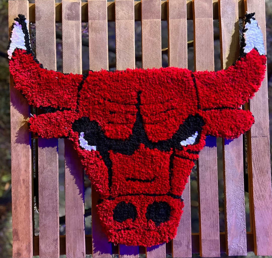 Custom Basketball Lover Red Tufted Rug, Angry Bull Wall Decor, Gift for ...