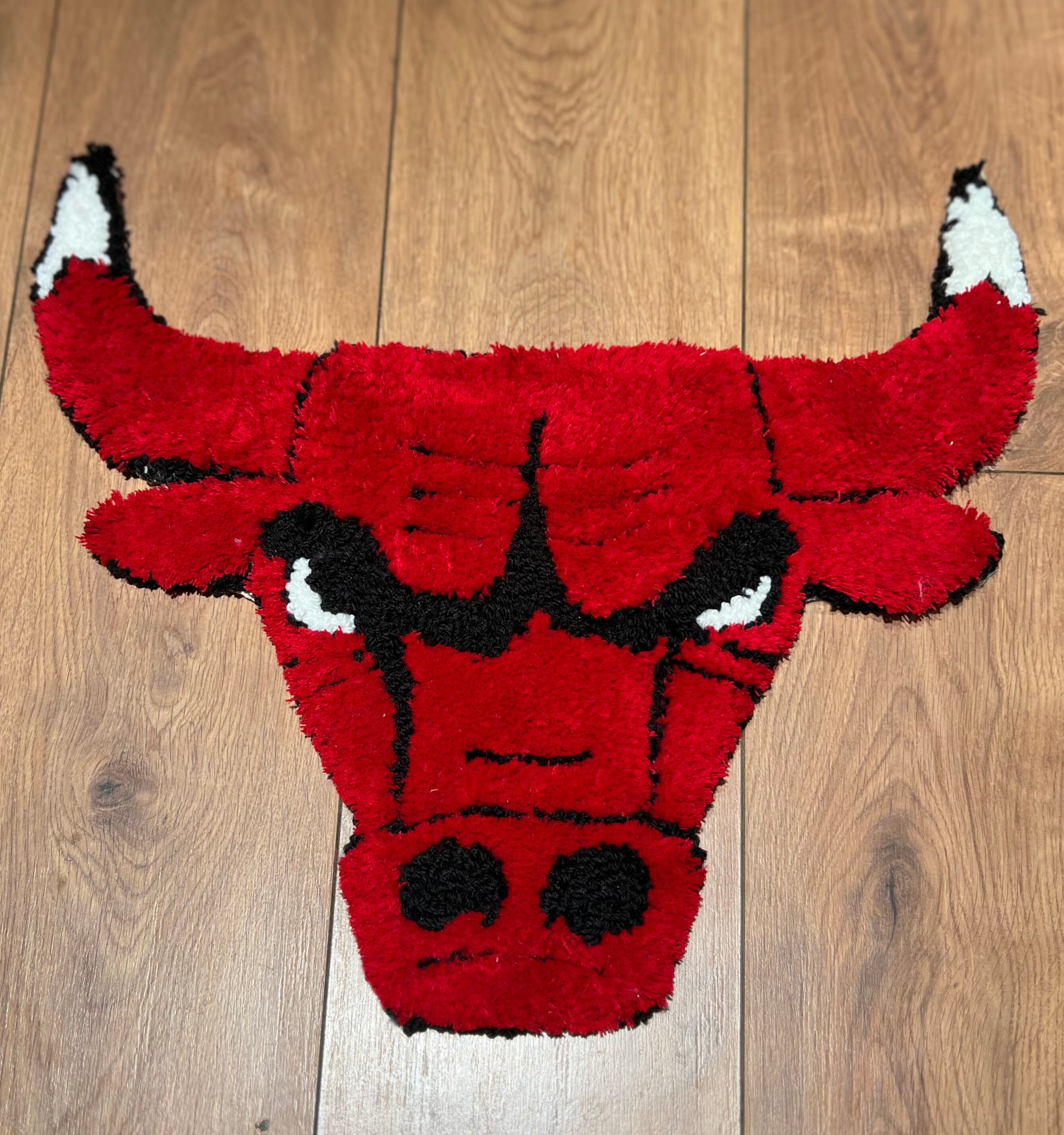 Custom Basketball Lover Red Tufted Rug, Angry Bull Wall Decor, Gift for ...