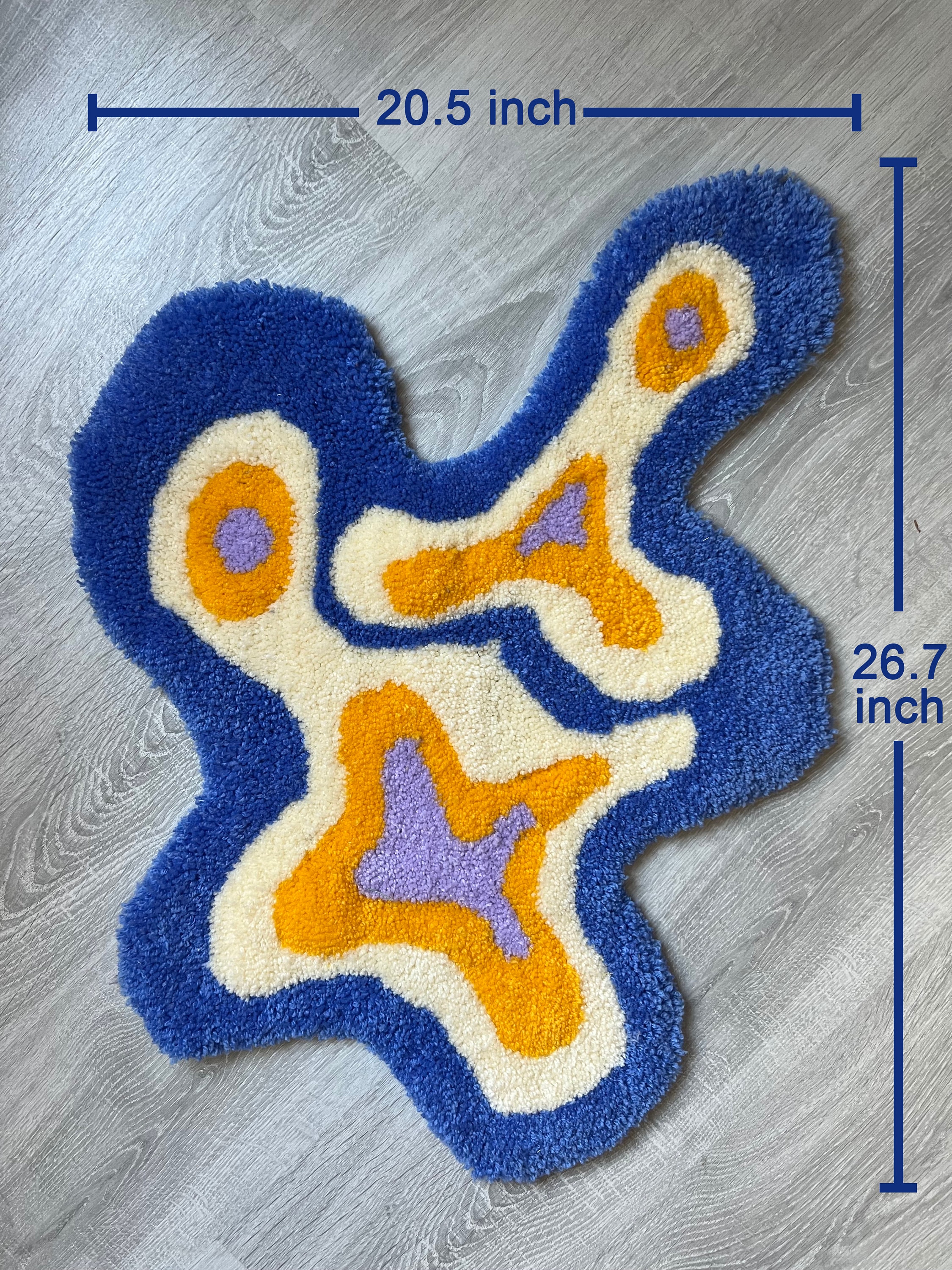 Custom Tufted Random Shaped Bathroom Rug, Blue and Yellow Colored Home ...
