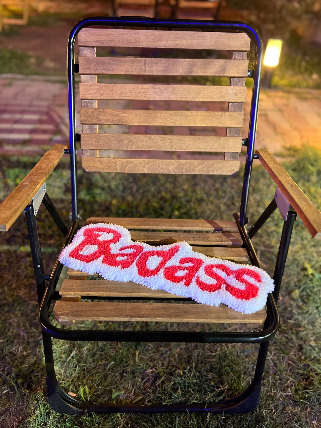 Pink and White Badass Tufted Rug, Custom Text Decor Rug, Fluffy and ...