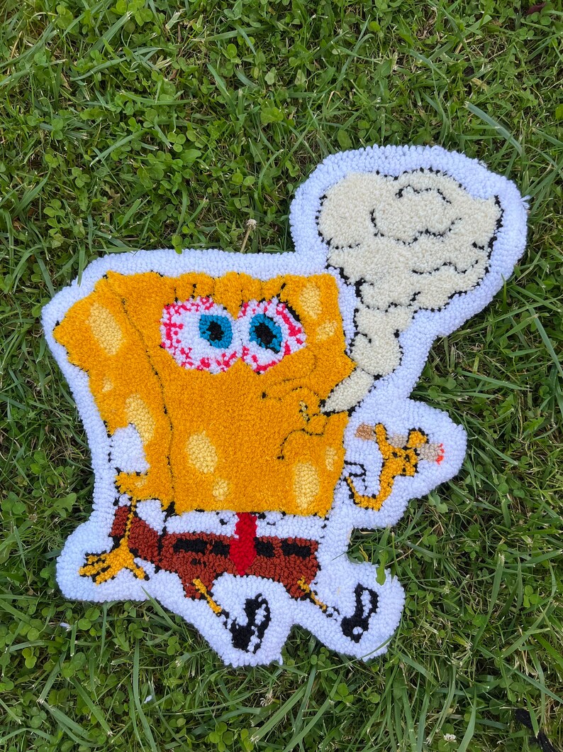 Smoking Weed Fluffy Rug, Funny Gift Idea, %100 Handmade Tufted Rug ...