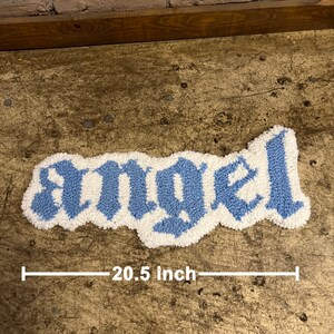 Angel Blue and White Text Custom Rug, Small Decorative Soft Rug ...
