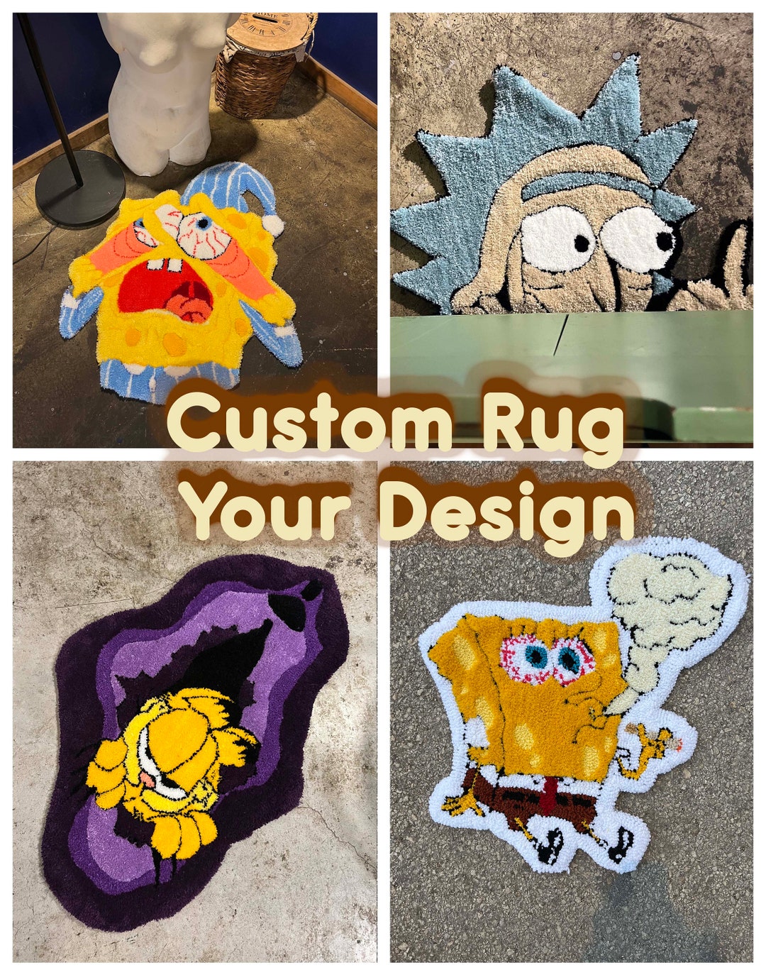 Custom Anime Tufting Rug Any Color and Size, %100 Handmade Bedroom Rugs ...