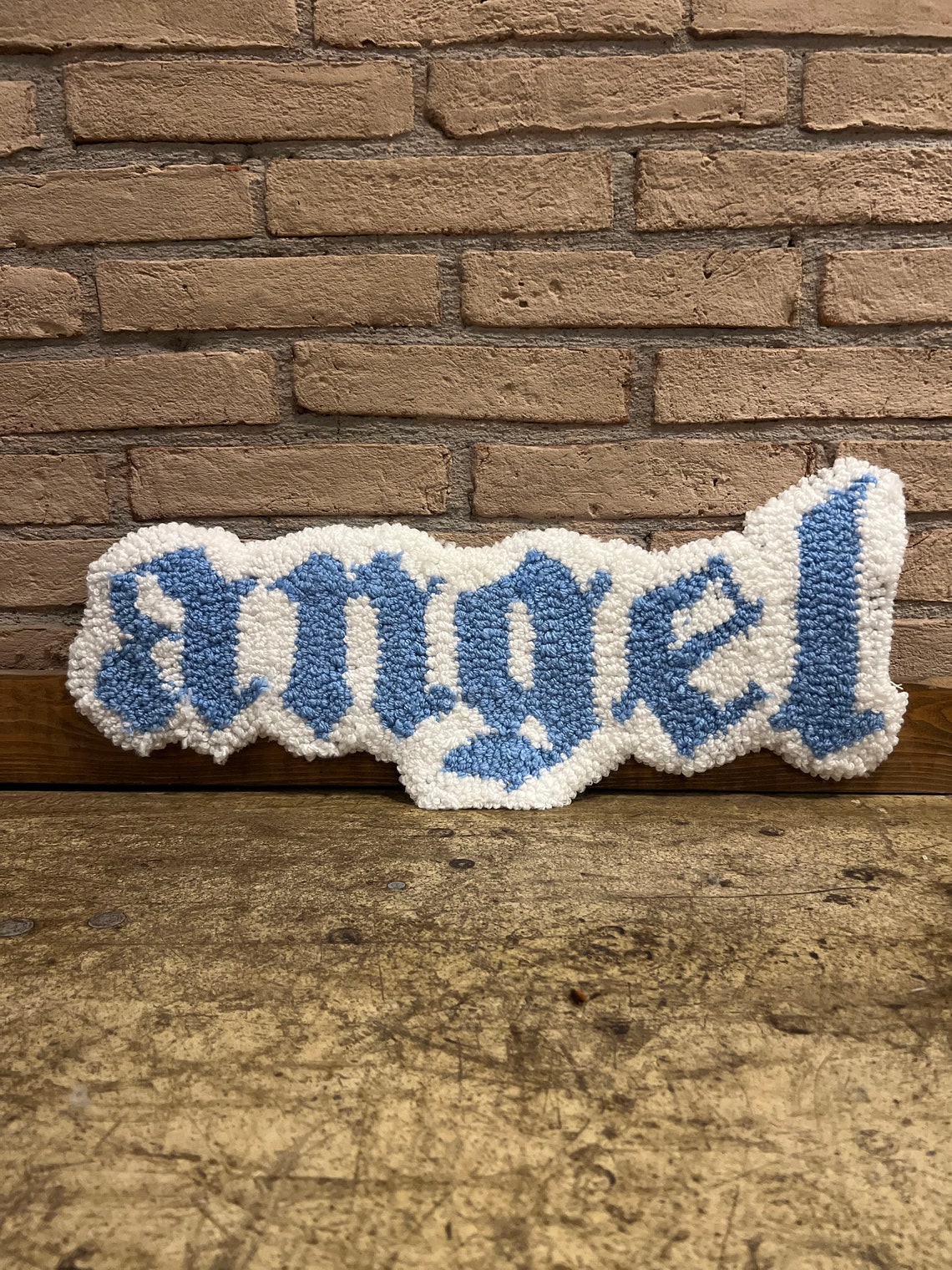 Angel Blue and White Text Custom Rug, Small Decorative Soft Rug ...