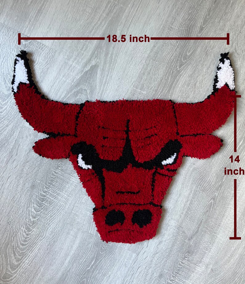 Custom Basketball Lover Red Tufted Rug, Angry Bull Wall Decor, Gift for ...