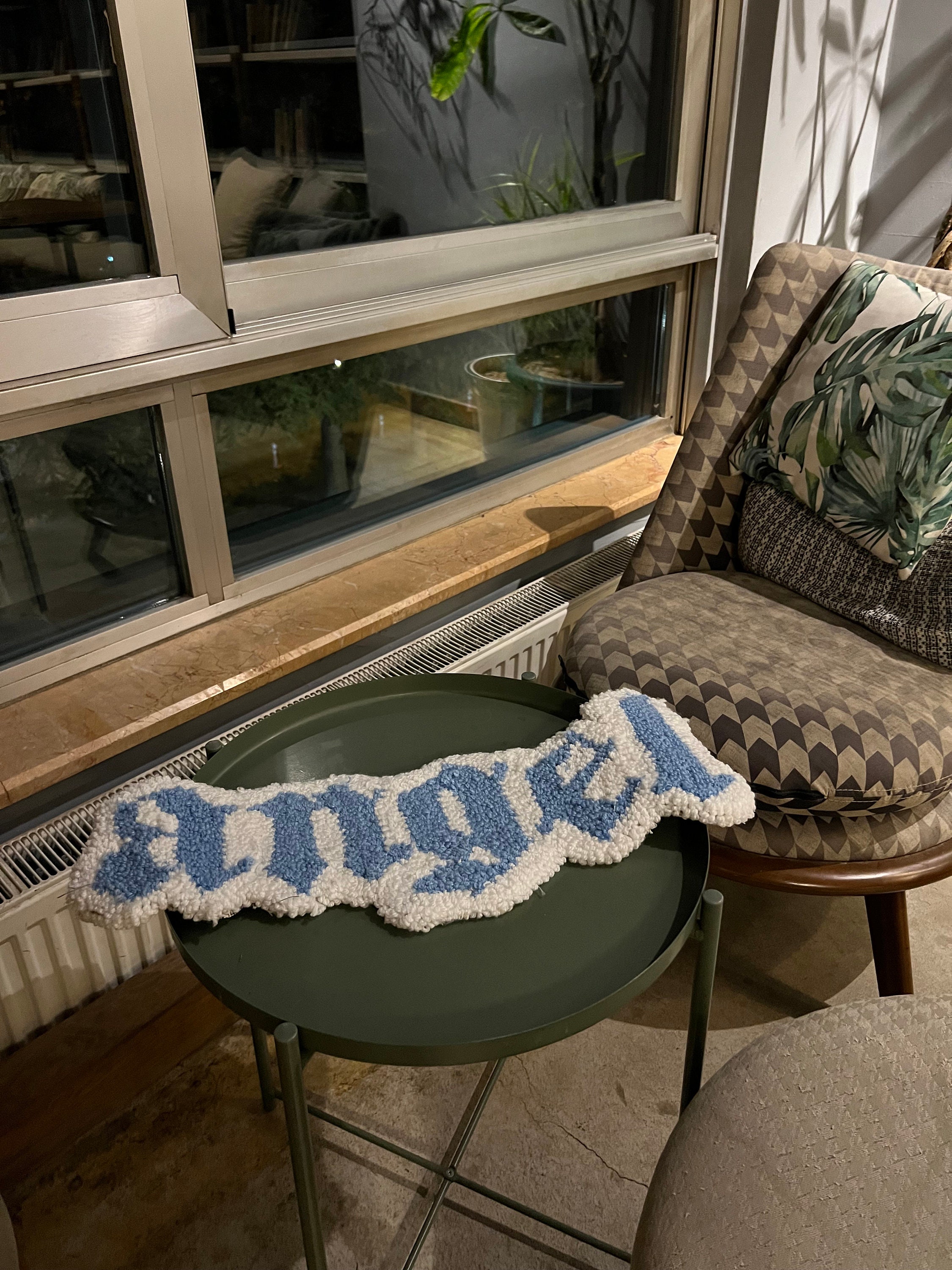 Angel Blue and White Text Custom Rug, Small Decorative Soft Rug ...