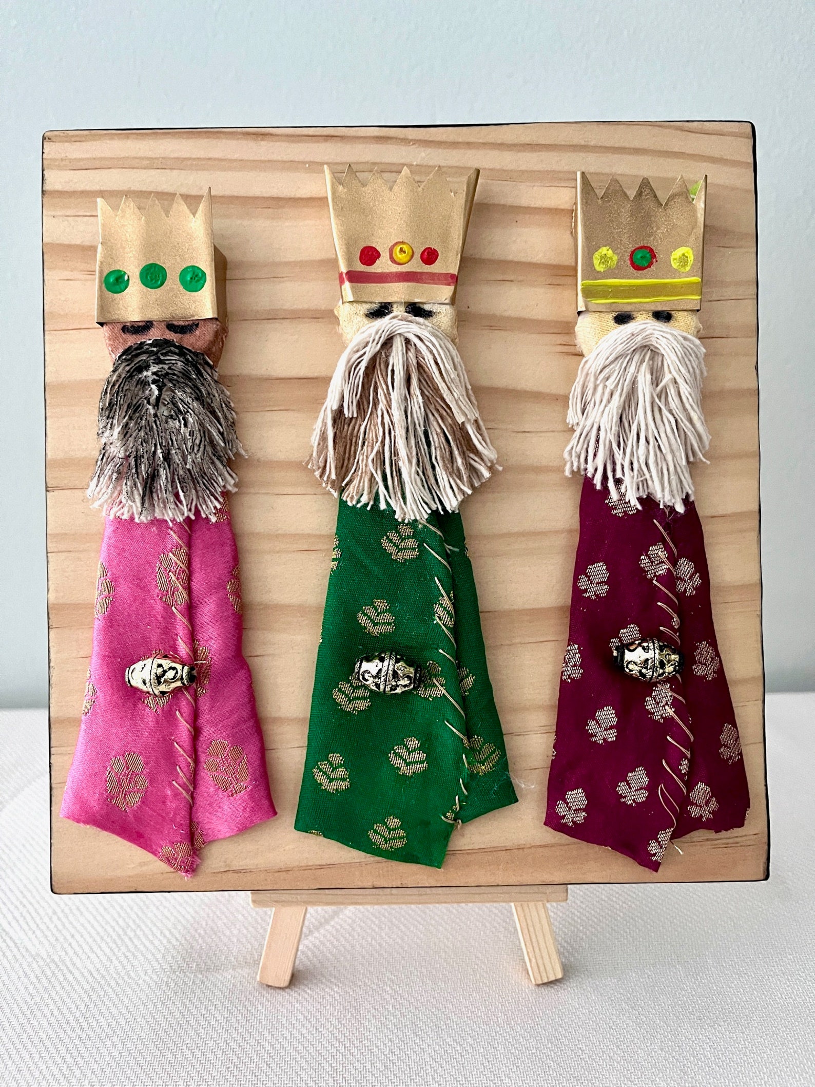 Three Kings on Standing Wooden Plaque, Los Tres Reyes Magos, Recycled ...