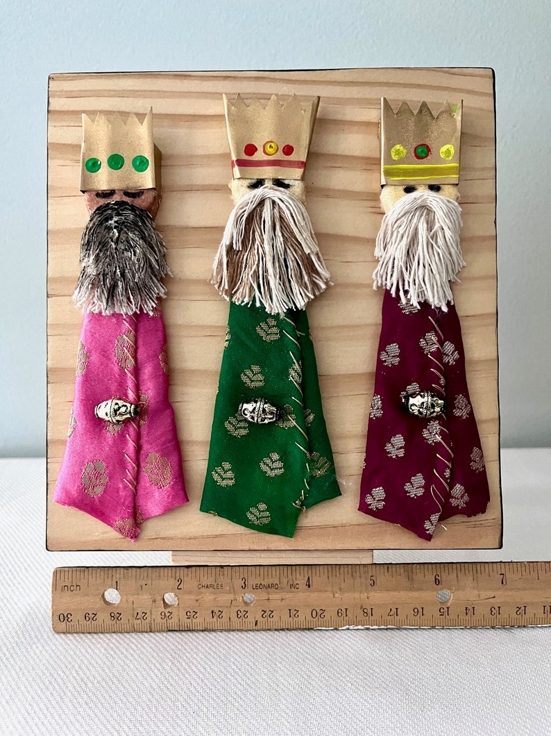 Three Kings on Standing Wooden Plaque, Los Tres Reyes Magos, Recycled ...