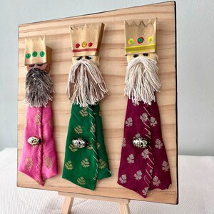 Three Kings on Standing Wooden Plaque, Los Tres Reyes Magos, Recycled ...