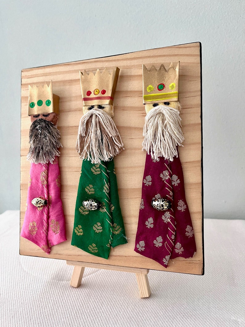 Three Kings on Standing Wooden Plaque, Los Tres Reyes Magos, Recycled ...