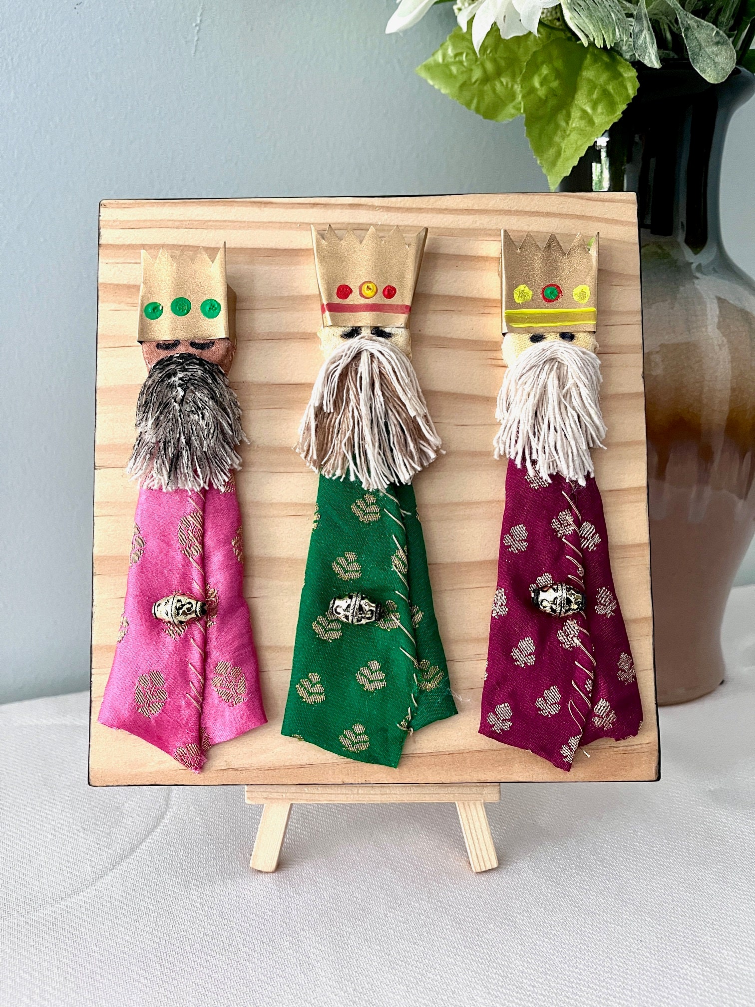 Three Kings on Standing Wooden Plaque, Los Tres Reyes Magos, Recycled ...