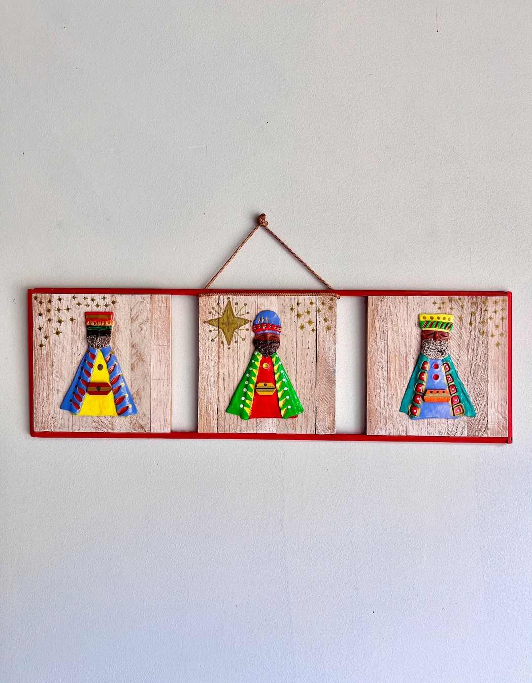 Three Kings Clay on Wooden Plaques Wall Decor, Tres Reyes Magos ...