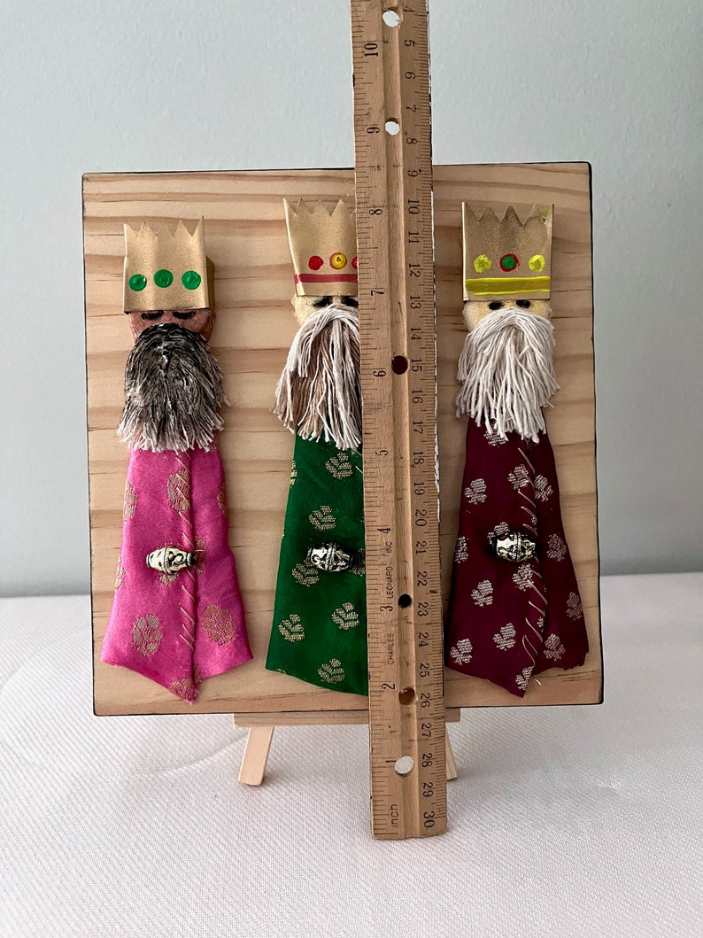 Three Kings on Standing Wooden Plaque, Los Tres Reyes Magos, Recycled ...