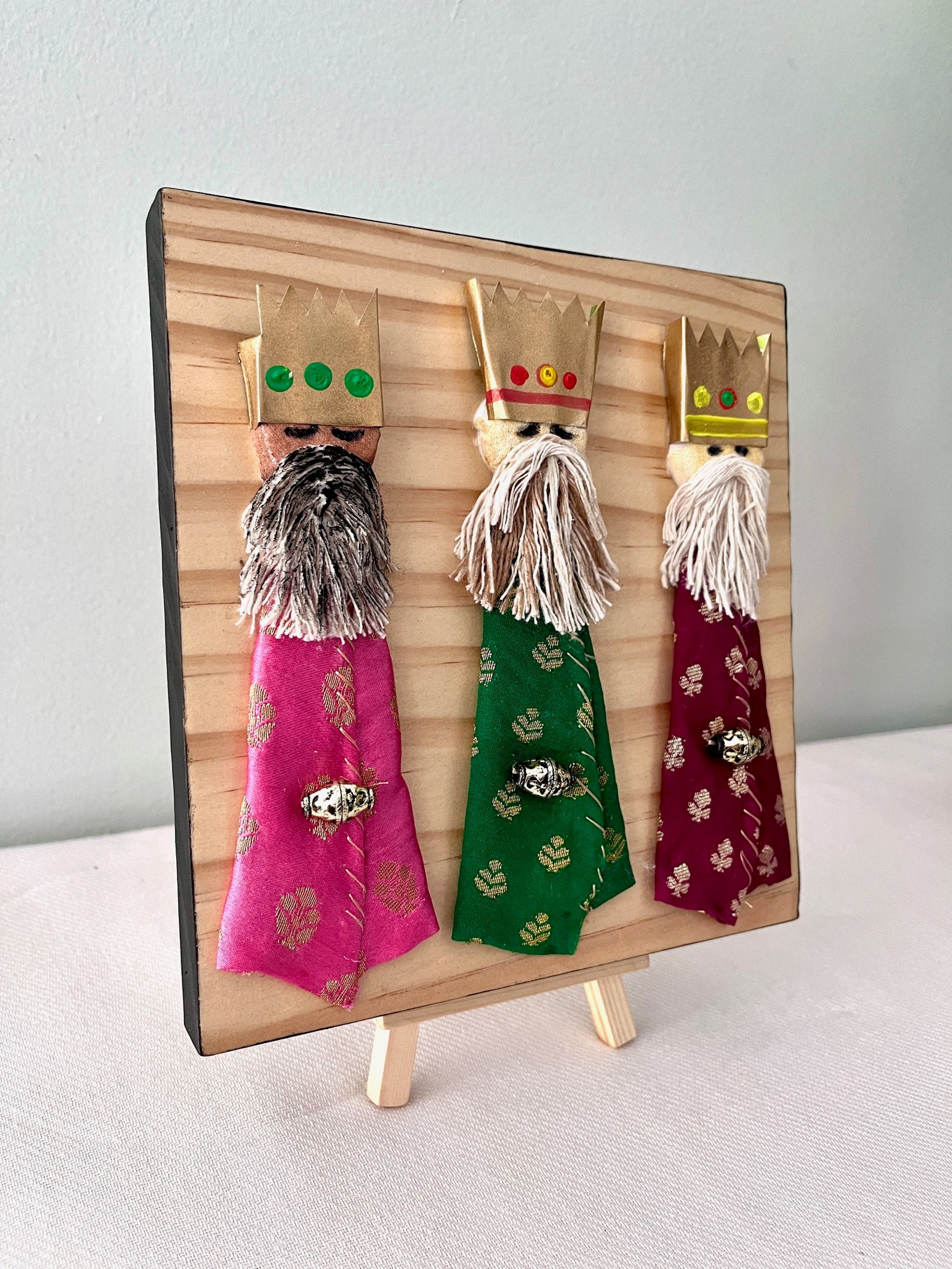 Three Kings on Standing Wooden Plaque, Los Tres Reyes Magos, Recycled ...