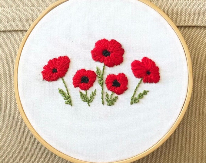 Poppy Flower DIY Embroidery Pattern - Etsy