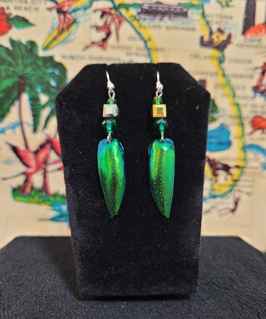 Iridescent June Bug Wing Earrings - Etsy