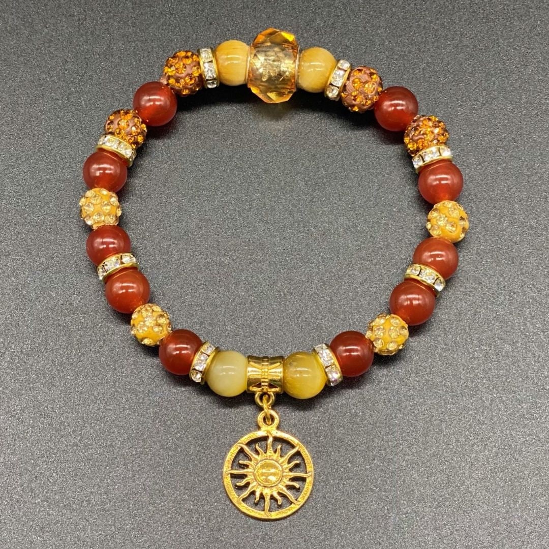 Sun Charm Carnelian and Sunstone or Pick Your Charn Bracelet - Etsy