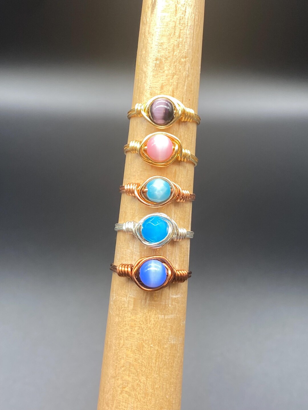 Blue Cats Eye W/ Ancient Copper Wire Ring - Etsy