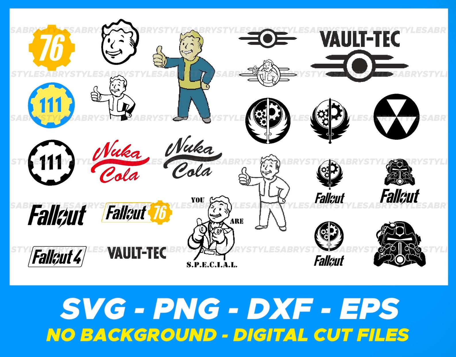 Fallout Pack Fallout Bundle SVG PNG Dxf Eps Files Instant Download 24 ...